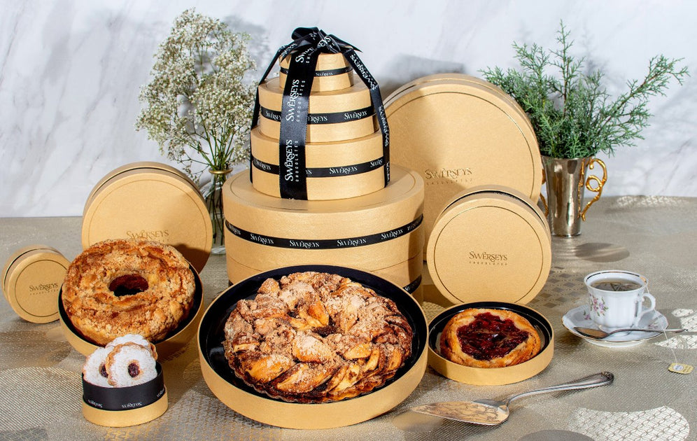 Deluxe Gourmet Pastry 4-Tier Gold Round Gift Box – Gourmet Kosher Gift ...