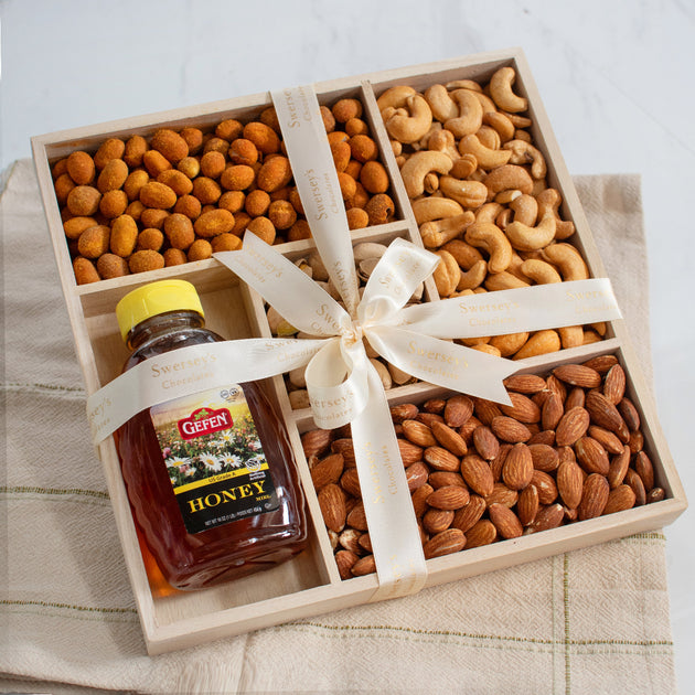 Sweet Rosh Hashanah Keepsake Mixed Nuts Gift Tray – Gourmet Kosher Gift ...