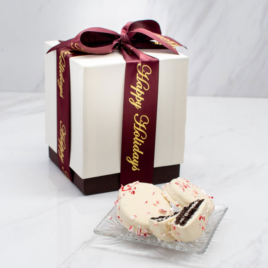 Holiday Peppermint White Chocolate Sandwich Cookies Gift Box – Gourmet ...