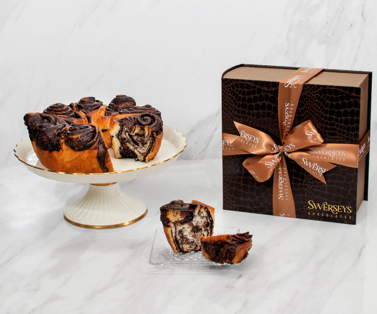 Purim Chocolate Babka Cake Gift Leather Book Box – Gourmet Kosher Gift ...